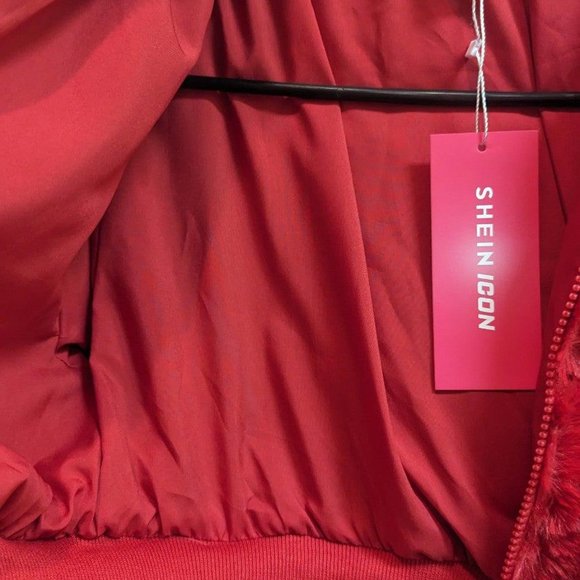 SHEIN | Jackets & Coats | Cherry Red Fuzzy Jacket | Poshmark